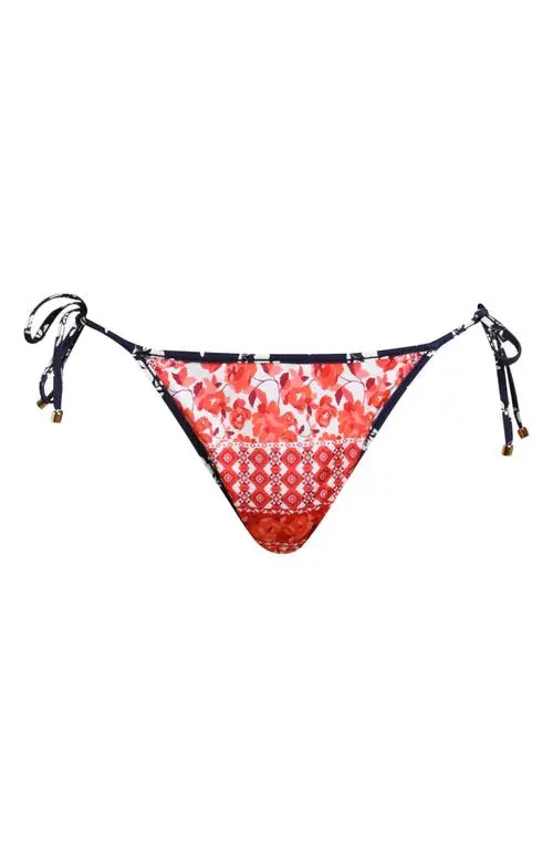 SUNSHINE 79 Flowers & Stripes Reversible Bikini Bottom - Red Multi