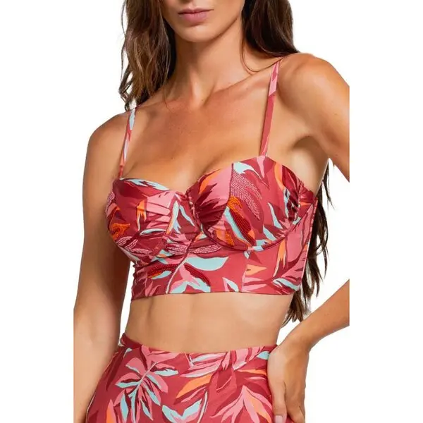 Cosita Linda Underwire Bustier Bikini Top - Pink Multi