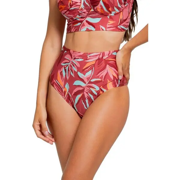 Cosita Linda High Waist Bikini Bottoms - Burgundy Multi