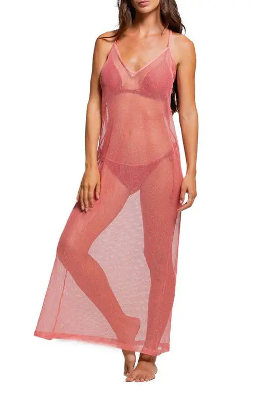 Cosita Linda Metallic Sheer Halter Maxi Dress - Sugar Poppy
