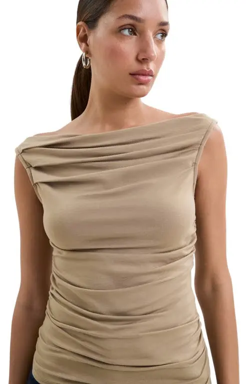 MARCELLA Cooper Ruched Boat Neck Top - Sand