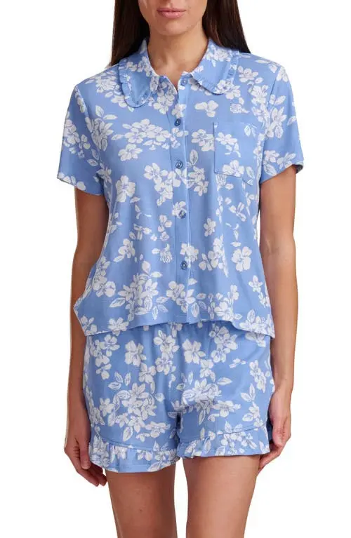 Splendid Ruffle Collar Short Pajamas - Hydrangea Floral