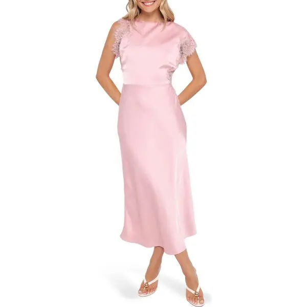 PETAL & PUP Jenelle Satin Cocktail Dress - Pale Pink