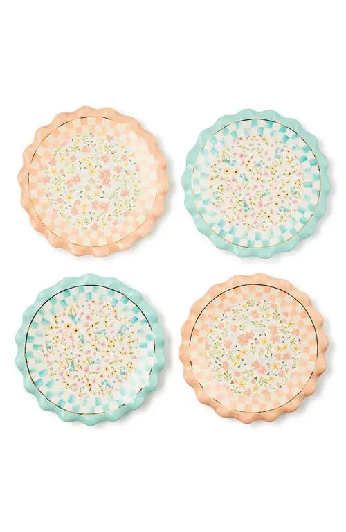 MACKENZIE-CHILDS Posie Patch Set Of 4 Ceramic Dessert Plates - Multi