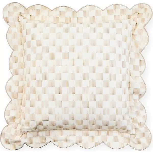 MACKENZIE-CHILDS Check Reversible Scallop Accent Pillow - Mocha