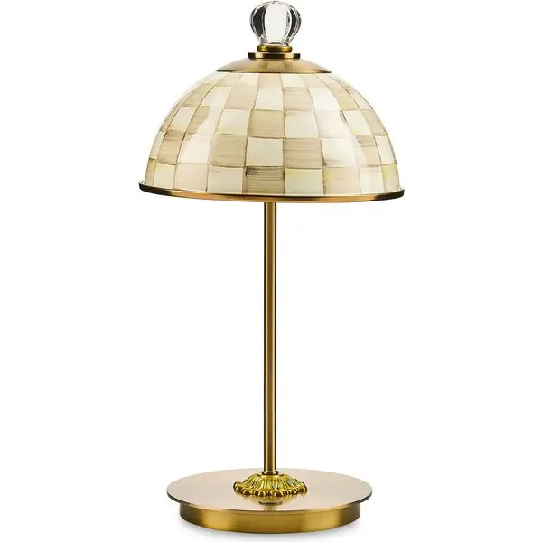 MACKENZIE-CHILDS Check Led Rechargeable Dome Table Lamp - Mocha