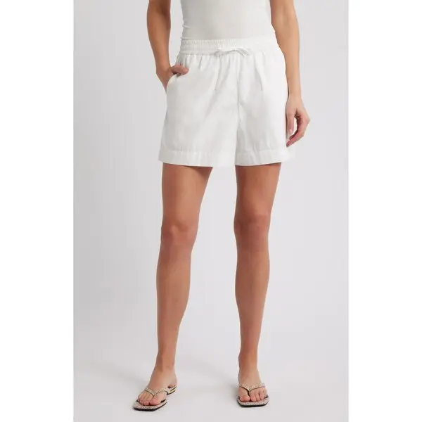 French Connection Cotton Poplin Drawstring Shorts - 10-summer White
