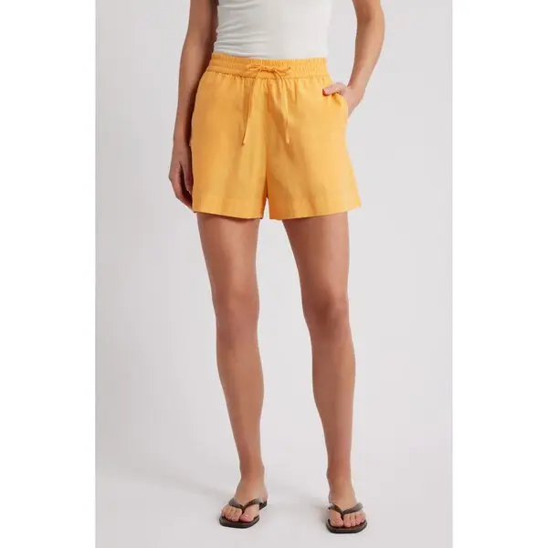 French Connection Cotton Poplin Drawstring Shorts - 80-clementine