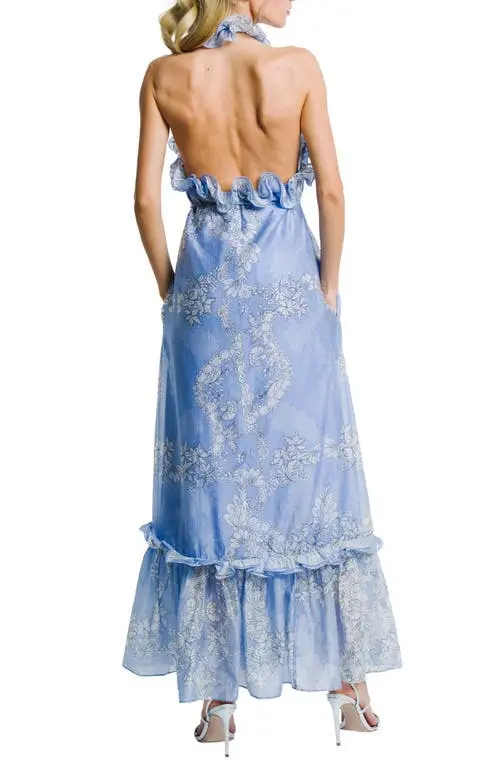 CIEBON Floral Halter Neck Maxi Dress