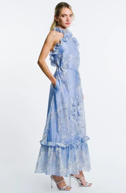 CIEBON Floral Halter Neck Maxi Dress