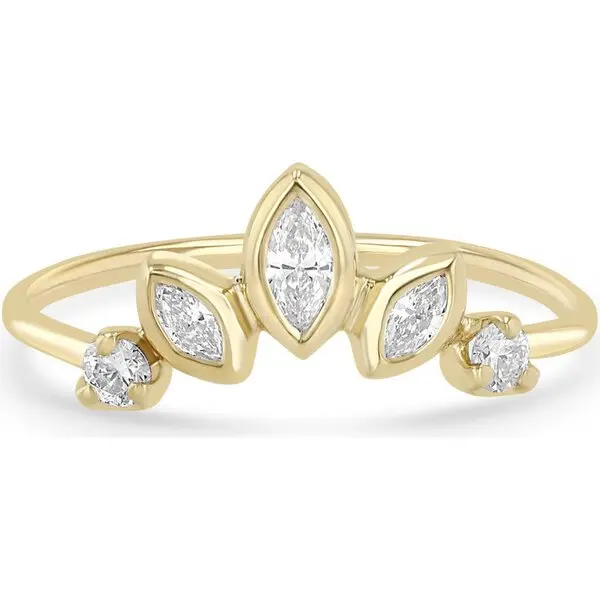Zoe Chicco Marquise Diamond Fan Ring - 14k Yellow Gold