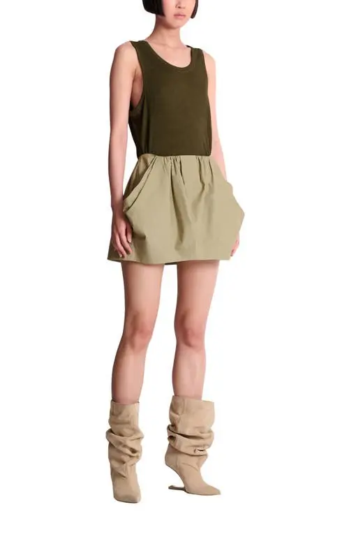 Balmain Cotton Poplin Balloon Skirt - Green