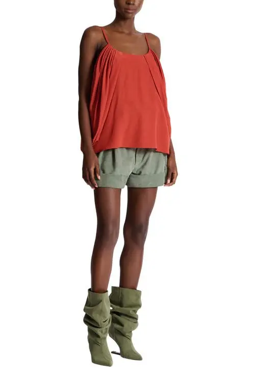 Balmain Draped Silk Crepe Top - Red