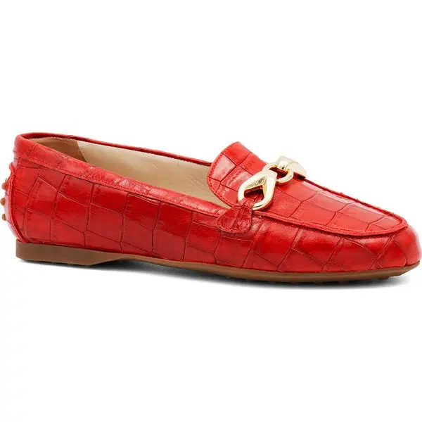 AMALFI BY RANGONI Decano Croc-embossed Loafer - Rosso Cocco Bengali