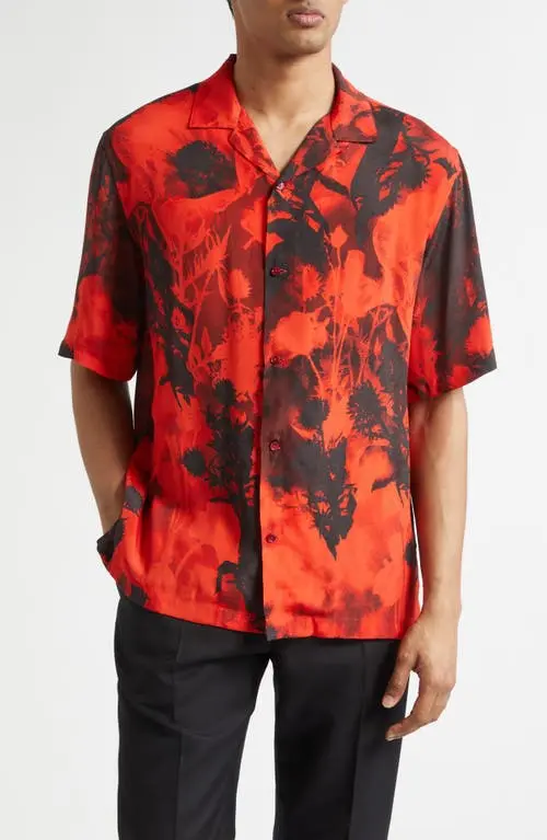 Alexander McQueen Floral Print Camp Shirt - Amarant