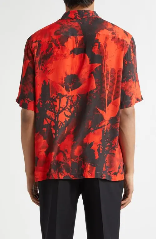Alexander McQueen Floral Print Camp Shirt - Amarant