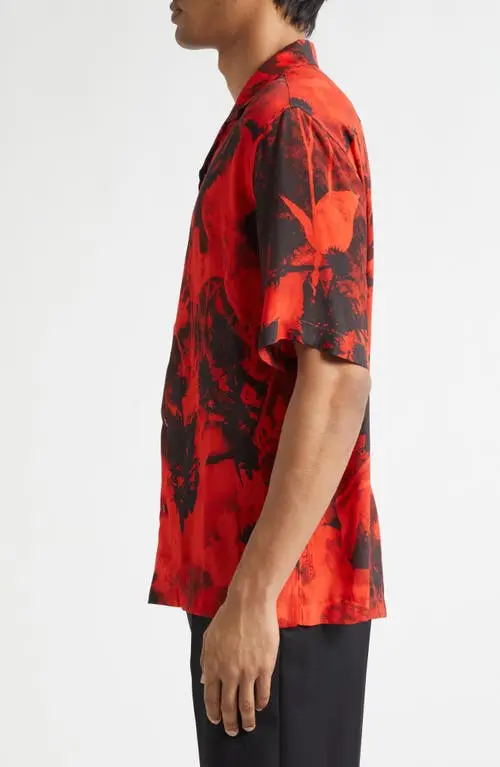 Alexander McQueen Floral Print Camp Shirt - Amarant