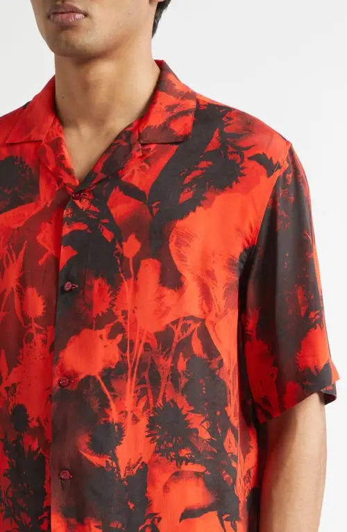 Alexander McQueen Floral Print Camp Shirt - Amarant