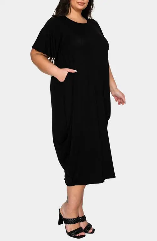 L I V D Liz Flutter Sleeve Midi Dress - Black