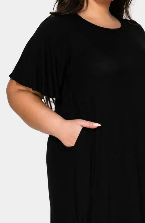 L I V D Liz Flutter Sleeve Midi Dress - Black