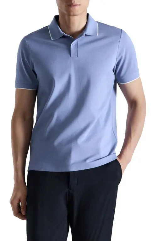 Mango Comfort Stretch Tipped Piqué Polo - China Blue