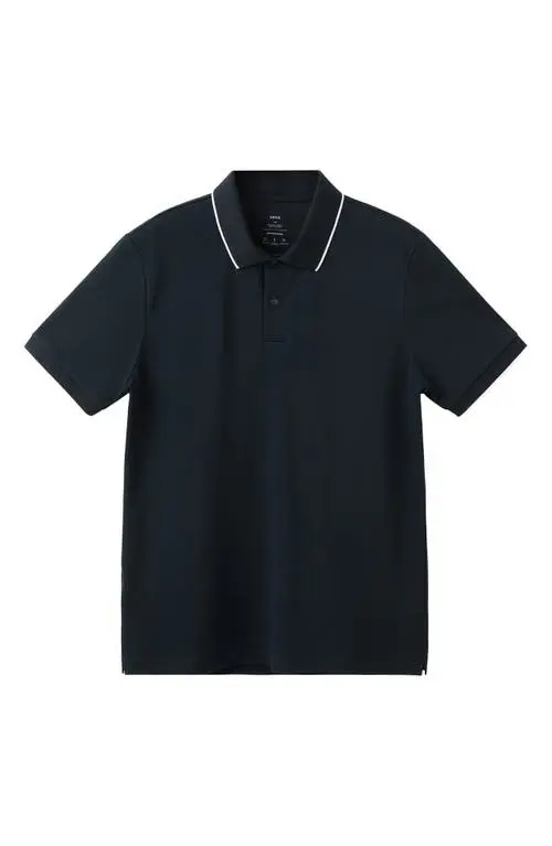 Mango Comfort Stretch Tipped Piqué Polo - Navy