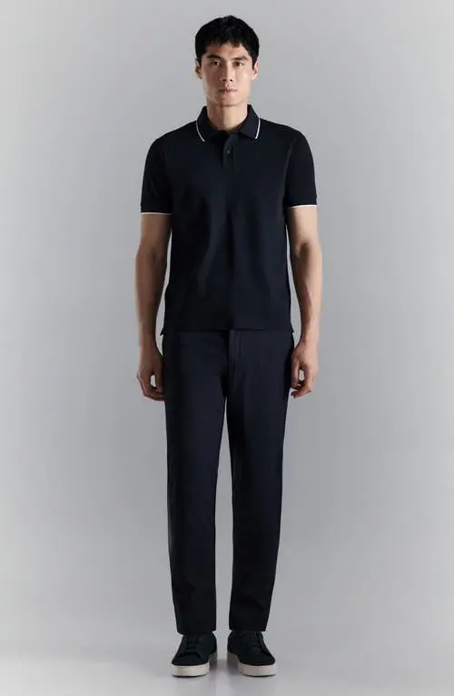 Mango Comfort Stretch Tipped Piqué Polo - Navy