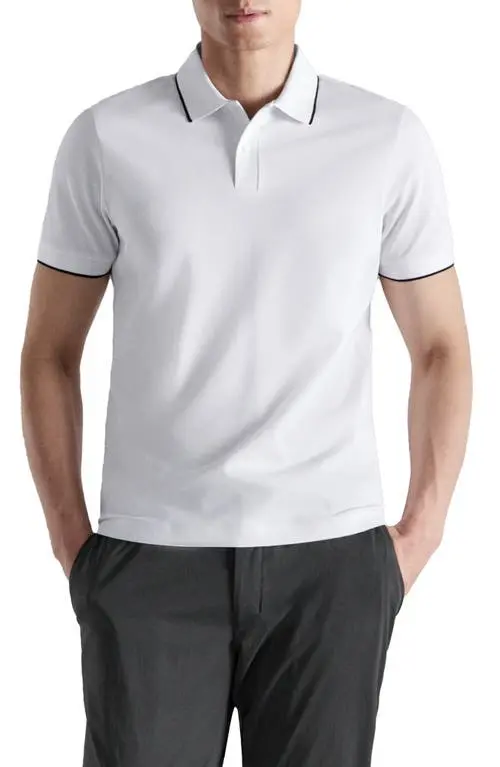 Mango Comfort Stretch Tipped Piqué Polo - White