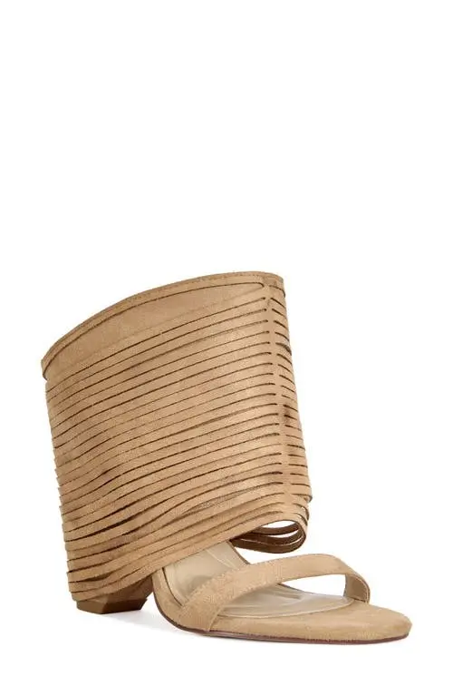 AZALEA WANG Dreia Ankle Cuff Wedge Sandal - Camel