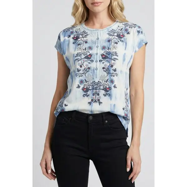 APNY Embroidered Tie Dye Top - Indigo