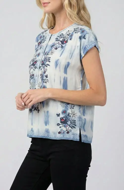 APNY Embroidered Tie Dye Top