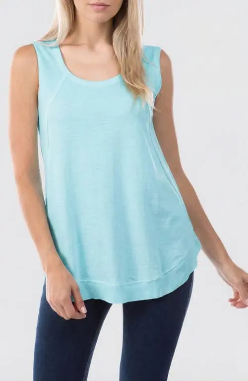 APNY Curve Hem Cotton Tank - Aqua