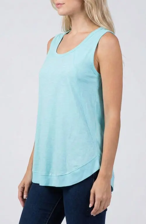 APNY Curve Hem Cotton Tank - Aqua
