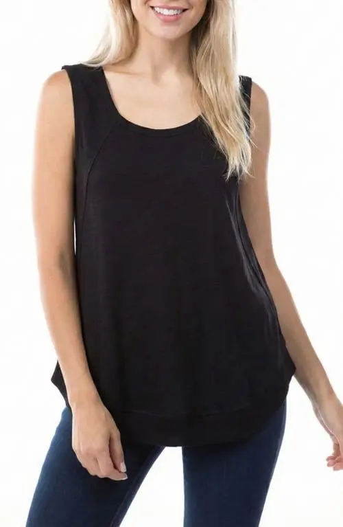 APNY Curve Hem Cotton Tank - Black