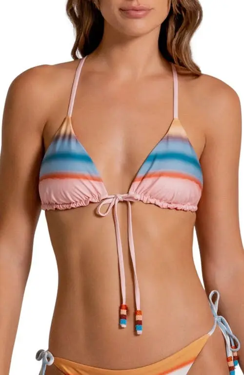 Cosita Linda Striped Triangle Bikini Top - Pink Multi