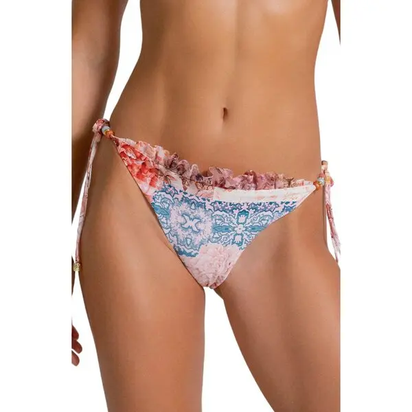 Cosita Linda American Fit Ruffle Bikini Bottom - White Multi