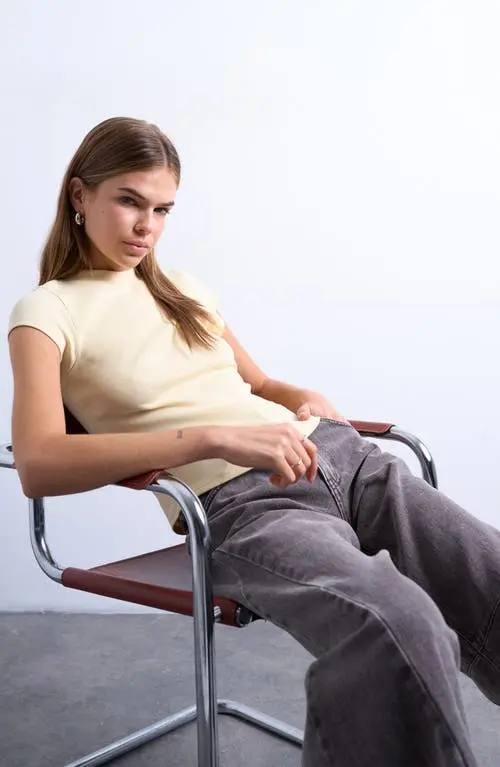 Topshop Rib Fitted Stretch Cotton T-shirt