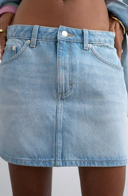 Topshop Cotton Denim Mini Skirt - Light Blue