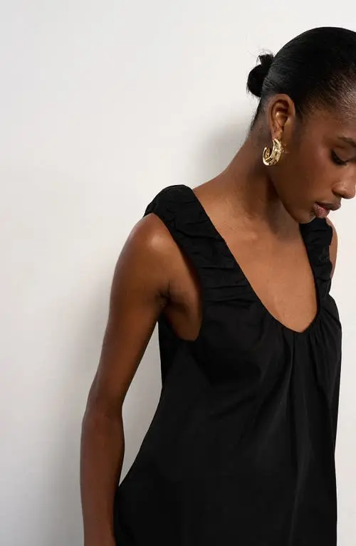 Topshop Ruched Cotton Poplin Maxi Dress