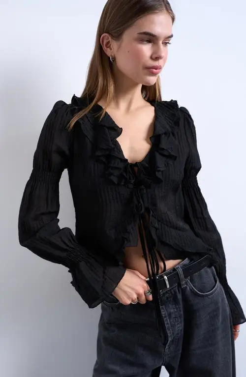 Topshop Ruffle Tie Front Crop Top