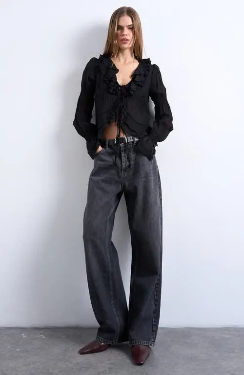 Topshop Ruffle Tie Front Crop Top