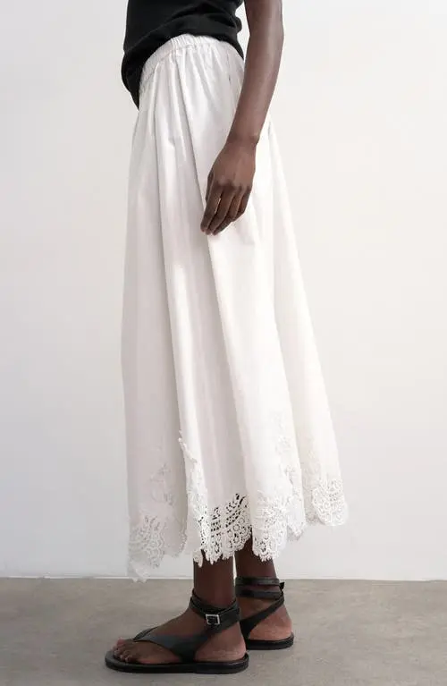 Topshop Lace Hem Cotton Maxi Skirt - Ivory