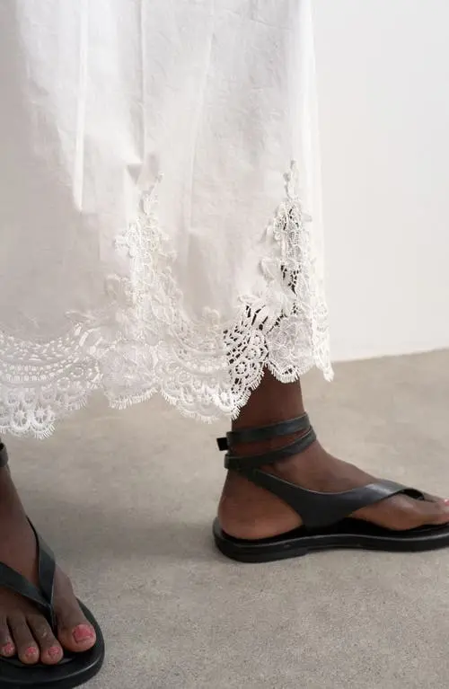 Topshop Lace Hem Cotton Maxi Skirt - Ivory