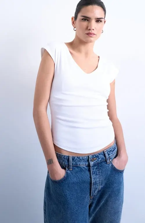 Topshop Ribbed V-neck T-shirt