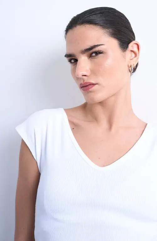 Topshop Ribbed V-neck T-shirt