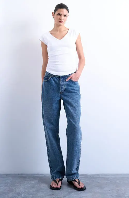Topshop Ribbed V-neck T-shirt