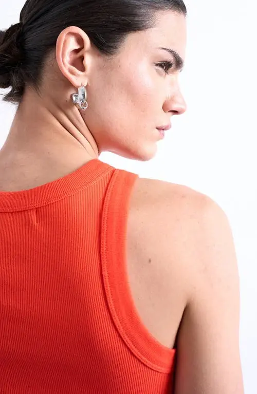 Topshop Ribbed Racerback Tank - Orange
