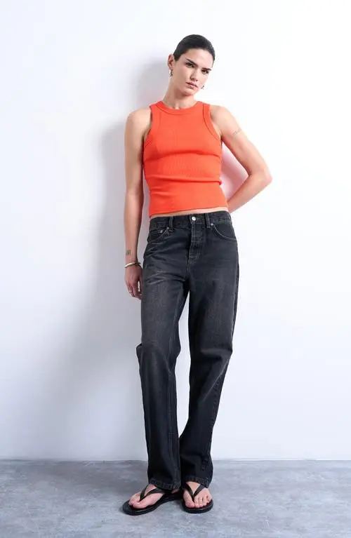 Topshop Ribbed Racerback Tank - Orange