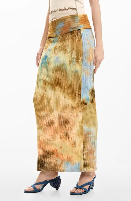 Desigual Abstract Print Midi Skirt - Off White