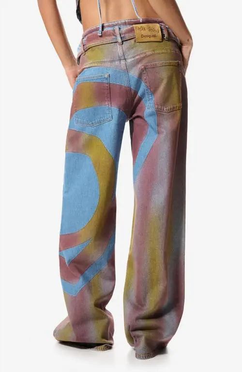 Desigual Fold-over Wide Leg Jeans